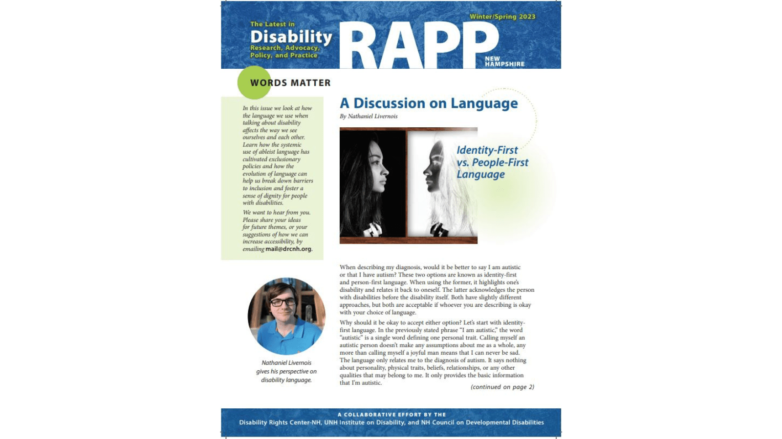 Winter/Spring 2023: Words Matter - DRCNH